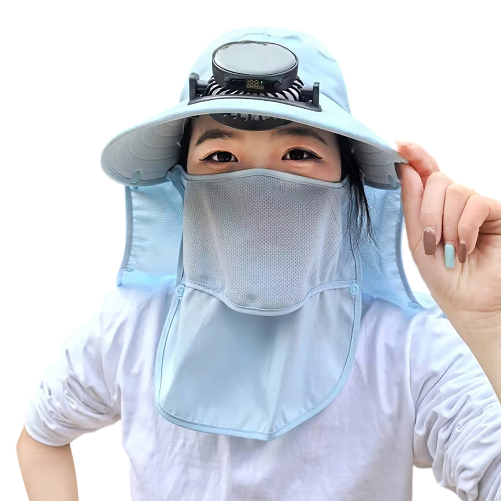 Glisme Sun Hat With Fans For Men Solar Fan Hat For Women Men Wide Brim ...