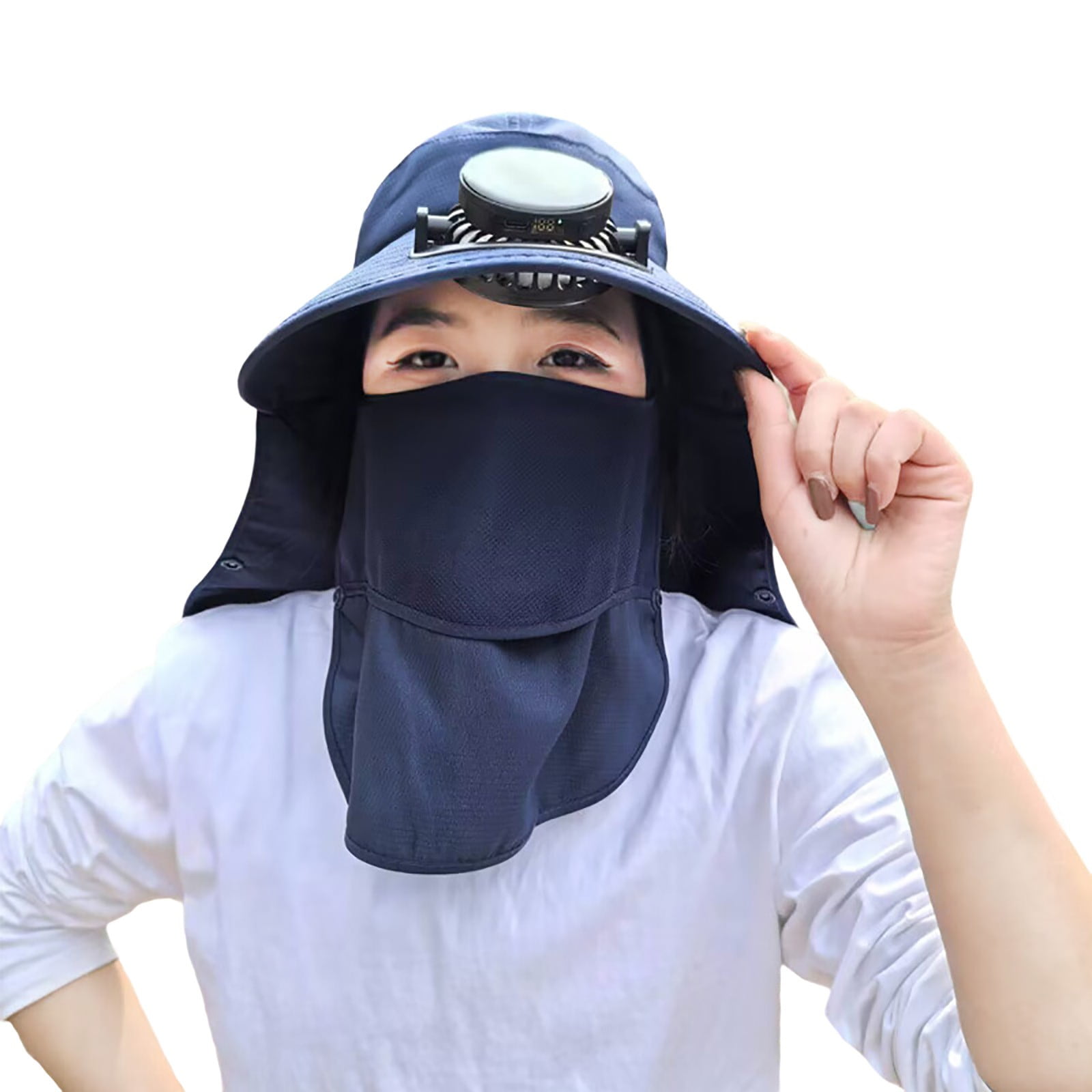 Glisme Sun Hat With Fans For Men Solar Fan Hat For Women Men Wide Brim ...
