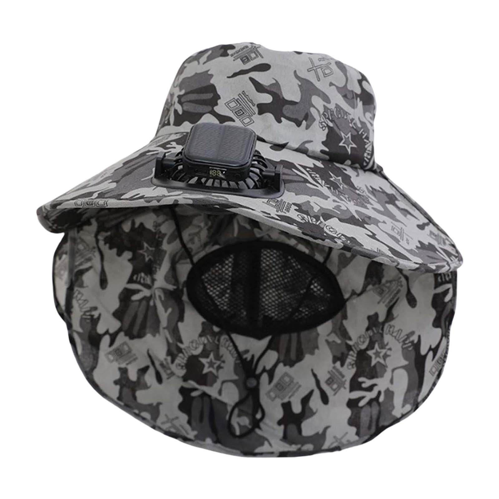 Glisme Sun Hat With Fans For Men Camouflage Solar Fan Bucket Hat For ...