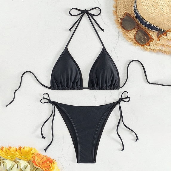 Glisme Swimsuits For Women New Split Bikini Backless Lace Up Beach ...