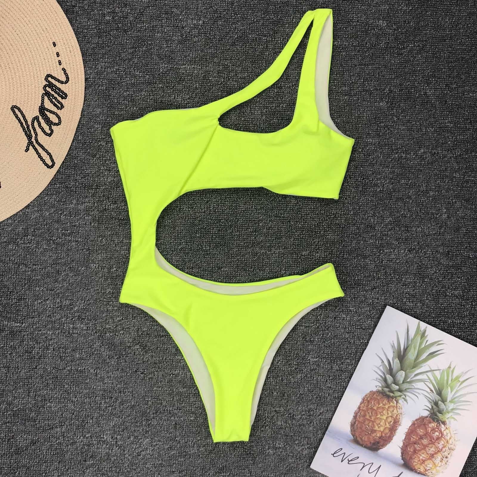 Glisme Swimsuits For Women One Shoulder Hollow Out High Waisted Bikini ...