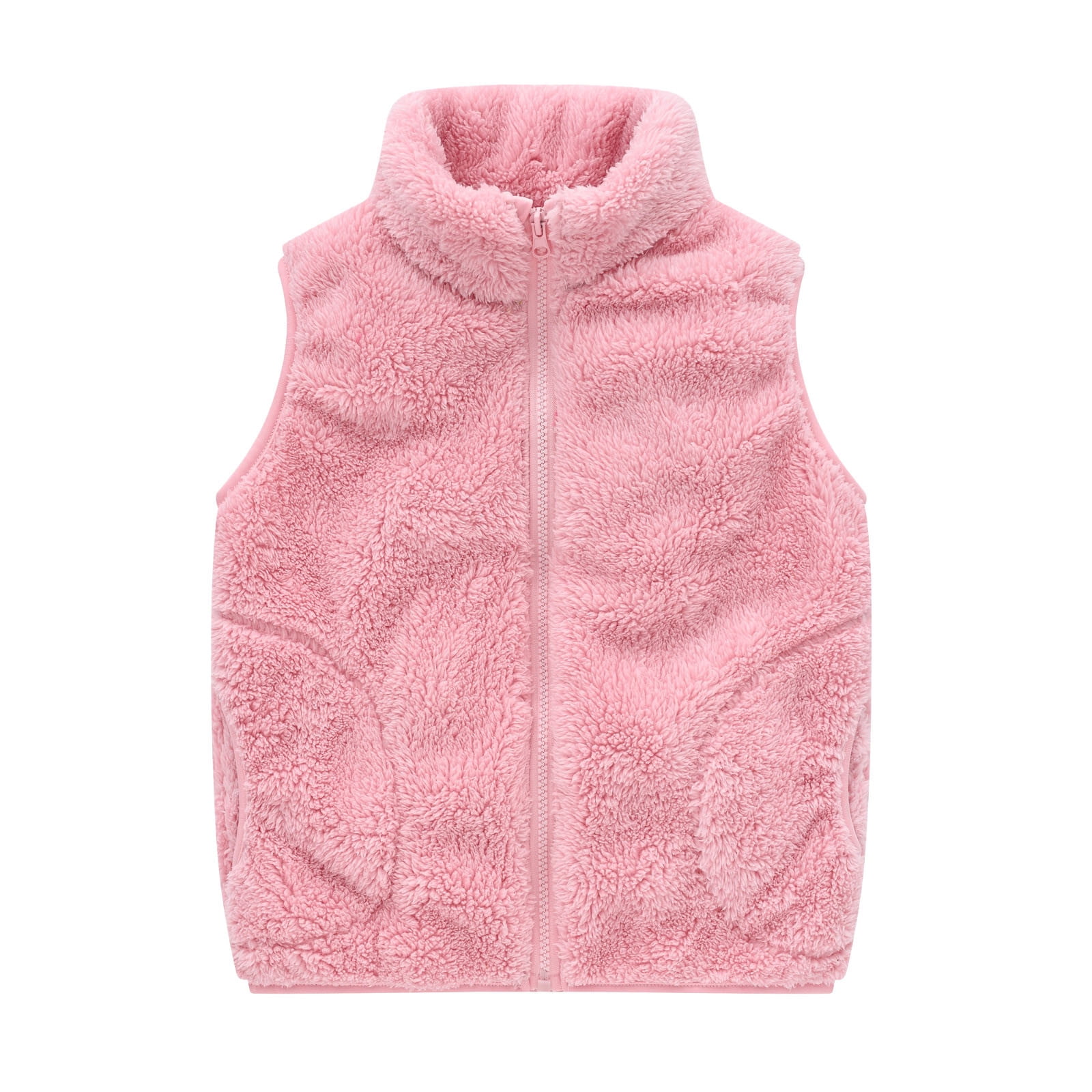 Glisme Toddler Girls Jacket Sleeveless Solid Color Thermal Jacket With Pocket Zip Up Coat Fall ...