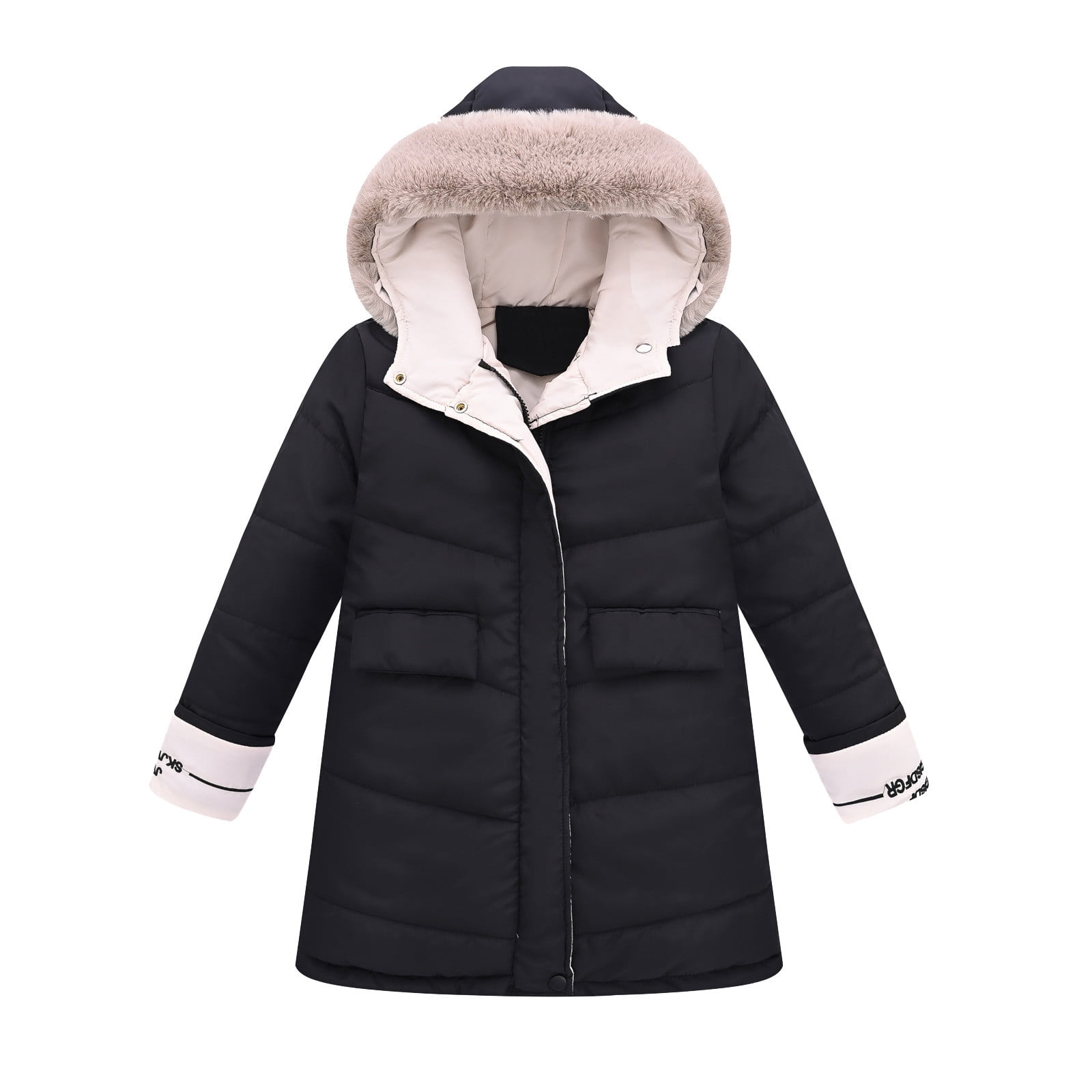 Glisme Toddler Girls Winter Jacket Coat Hooded Jacket With Pocket Thicken Windproof Zipper Warm ...