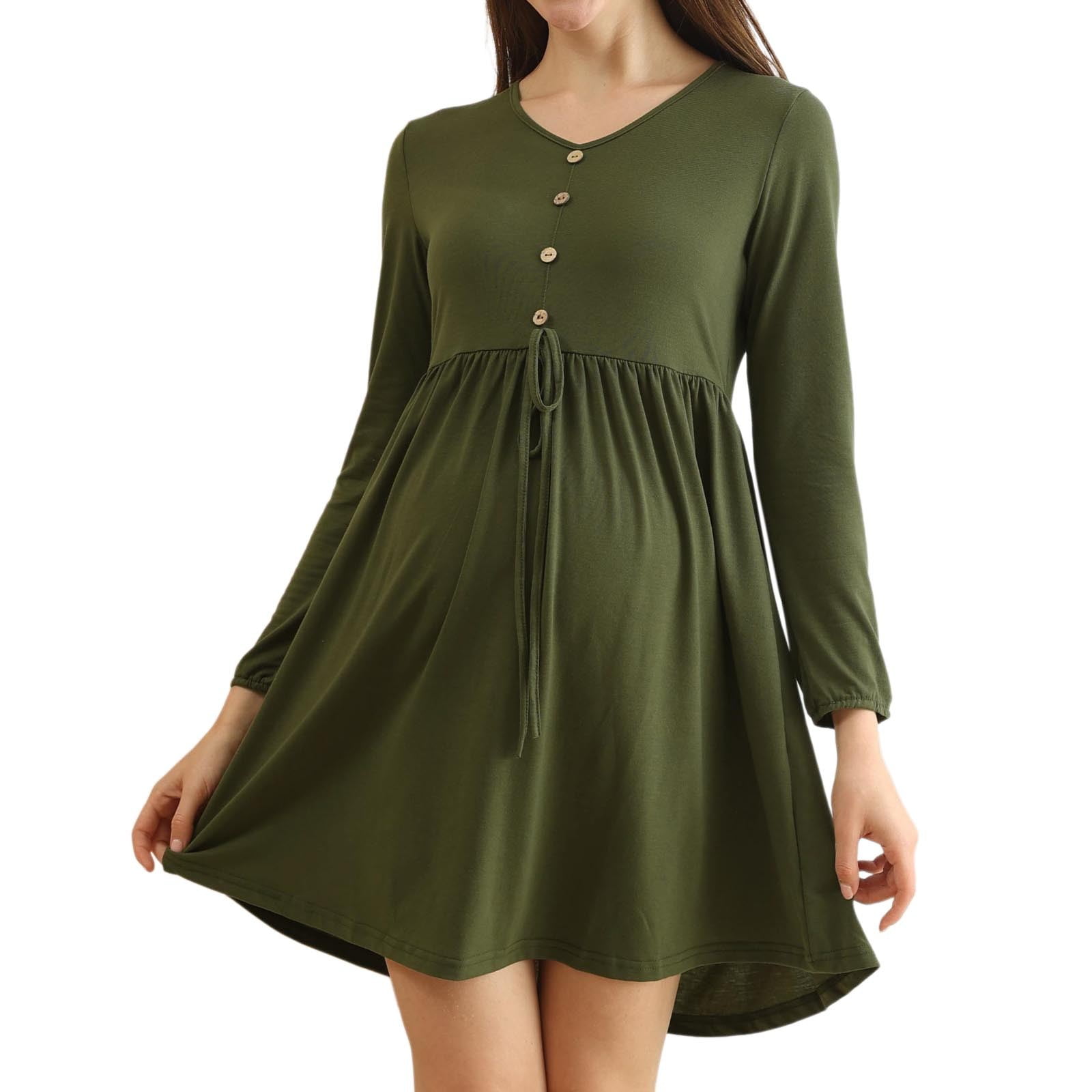Glisme Women Maternity Dress Long Sleeve Pregnancy Dresses Casual Crew ...