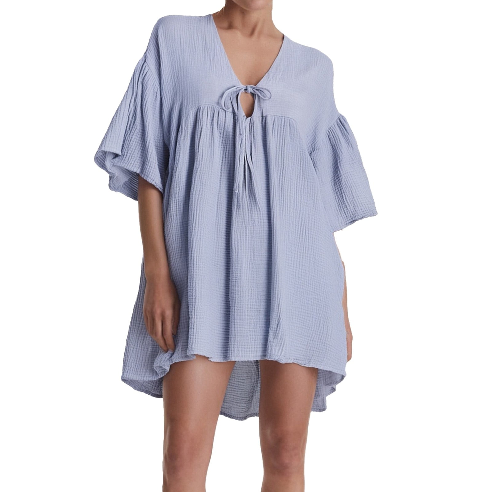Glisme Womens Dress Casual V Neck A Line Dress With Tie Detail And ...