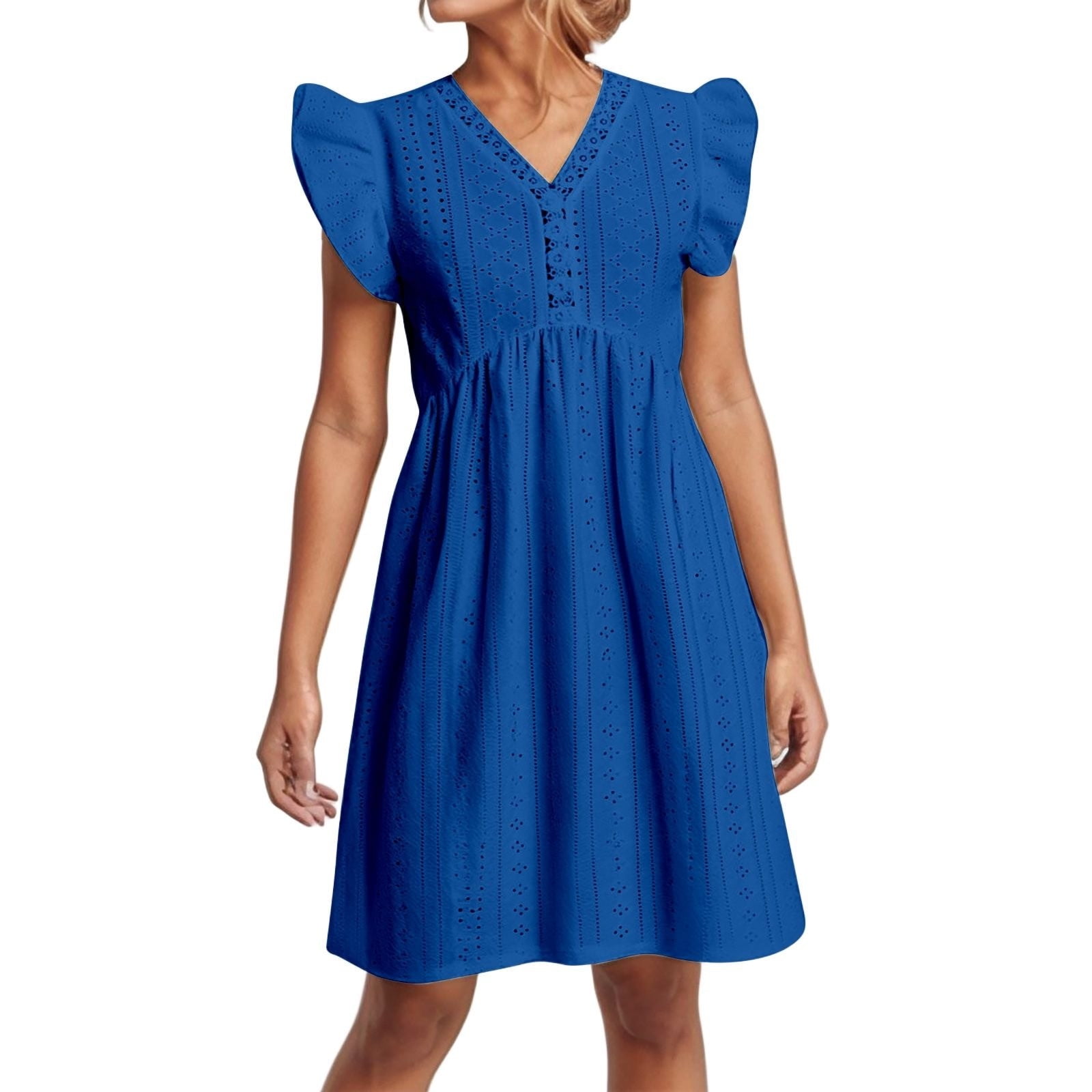 Glisme Womens Mini Dress Solid Color Casual Dress With Lace Hanging ...