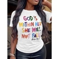 Glissea Slogan Printed Round Neck Short Sleeve Casual T-Shirt GOD IS ...