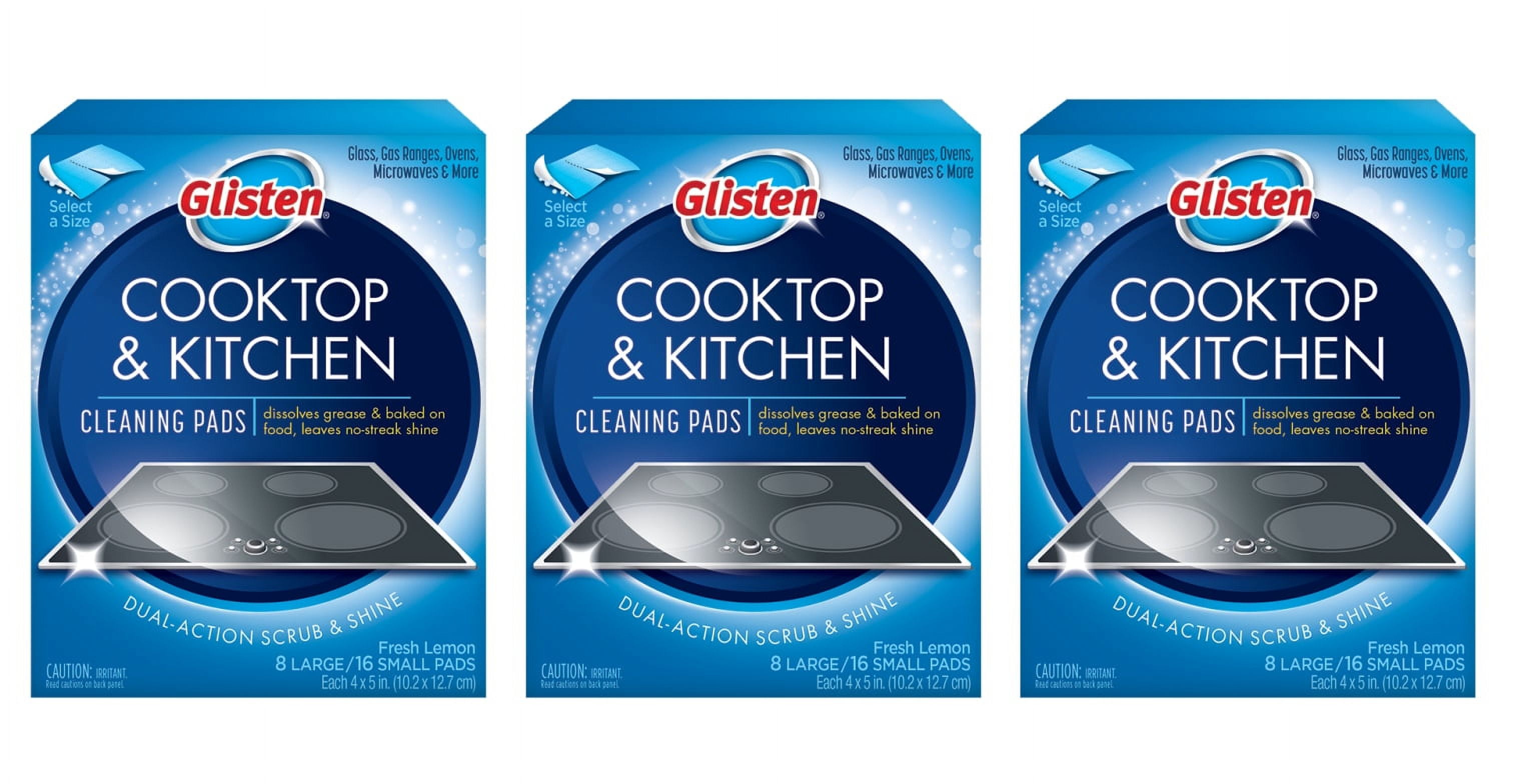 Glisten Cooktop & Kitchen Cleaning Pads, 8 Large/16 Small Pads Per Box ...