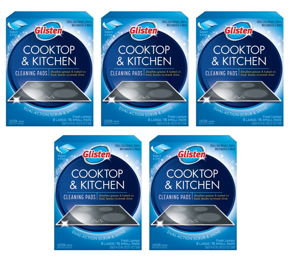 Glisten Cooktop & Kitchen Cleaning Pads, 8 Large/16 Small Pads Per Box ...