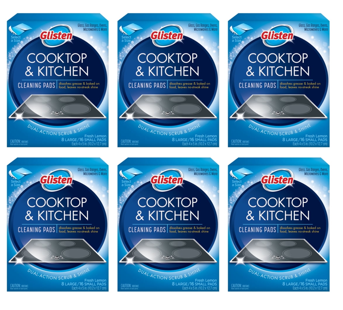 Glisten Cooktop & Kitchen Cleaning Pads, 8 Large/16 Small Pads Per Box ...