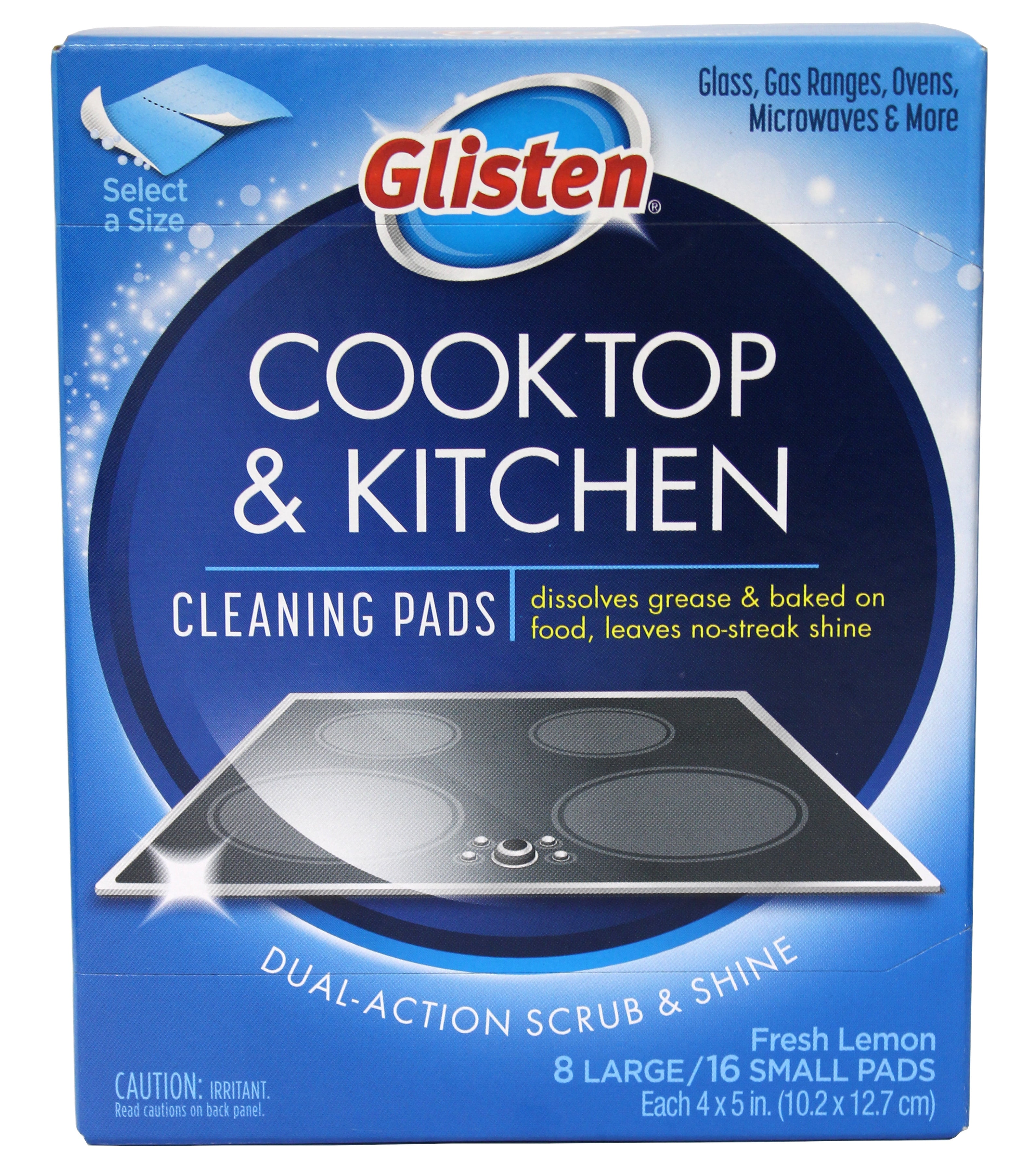 Glisten Cooktop & Kitchen Cleaning Pads, Dual-Action Scrub & Shine ...