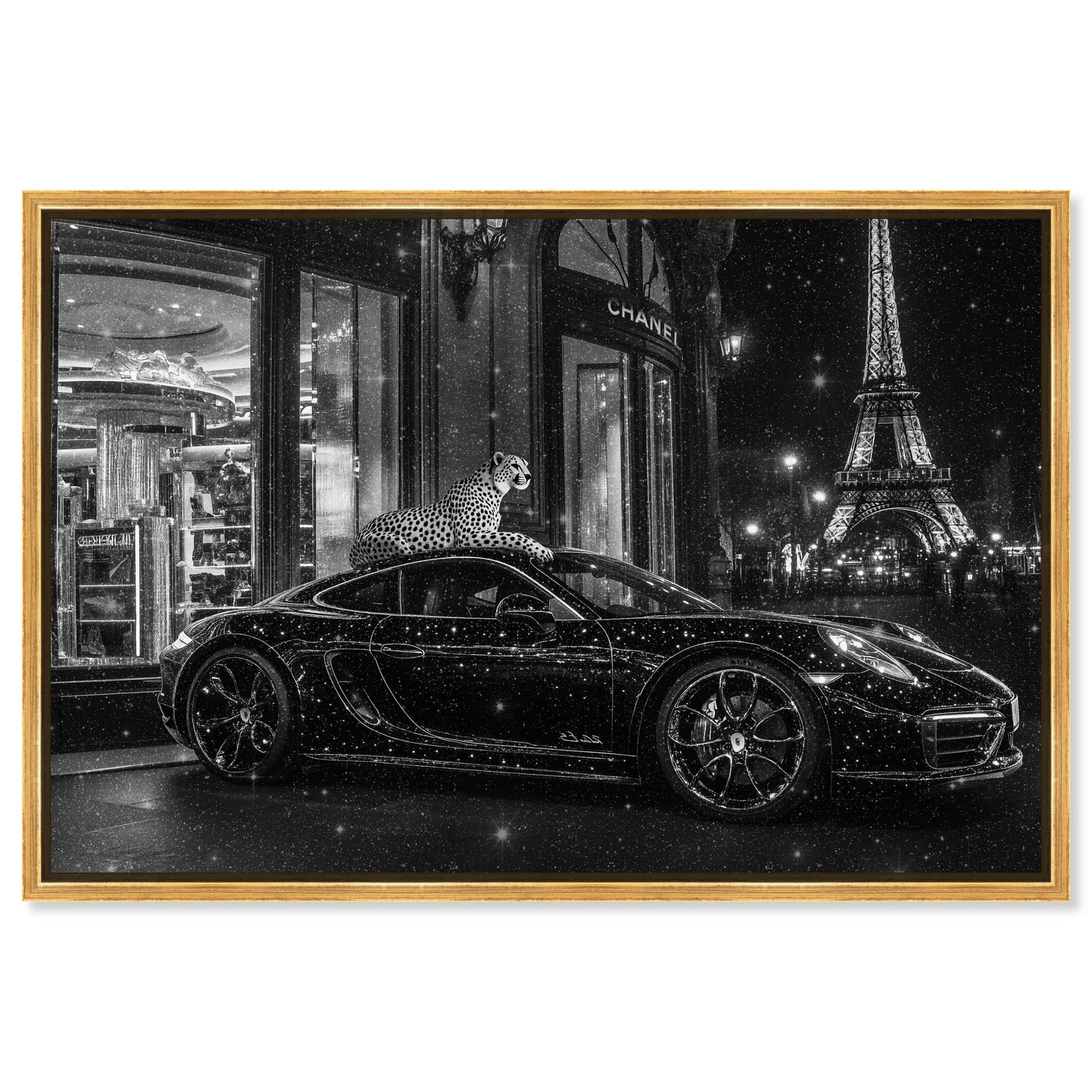 Glistening Cheetah and Car Canvas Luxury Cars Prints by Art Remedy ...