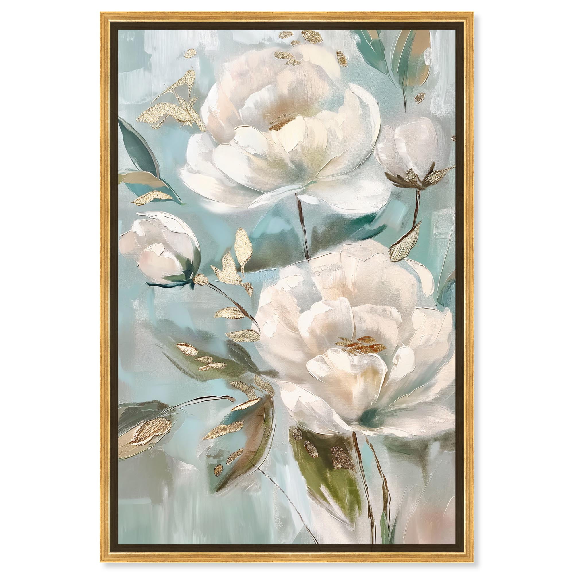 Glistening Flora Canvas Luxury Floral Art by Art Remedy, Gold Frame, 36" x 54" - Walmart.com