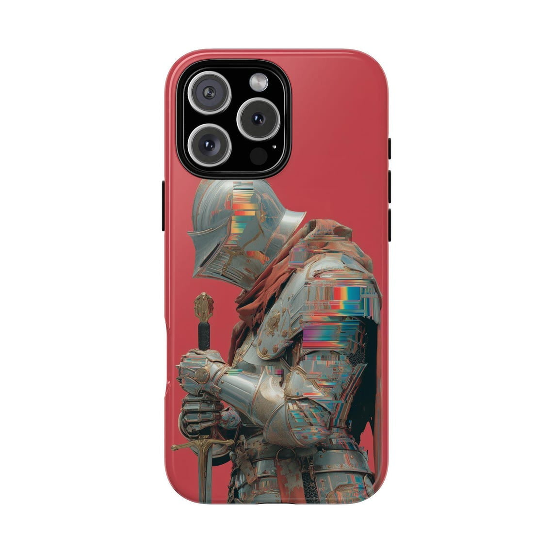 Glitch Armor Reflective Knight Sword Fantasy Battle Art with iPhone 17 ...