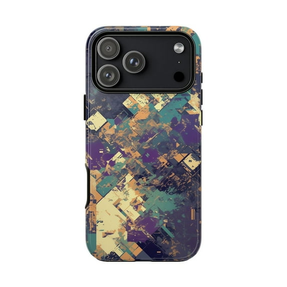 Glitch Camo Purple Blue Distorted Modern Digital Abstract Artwork Phone ...