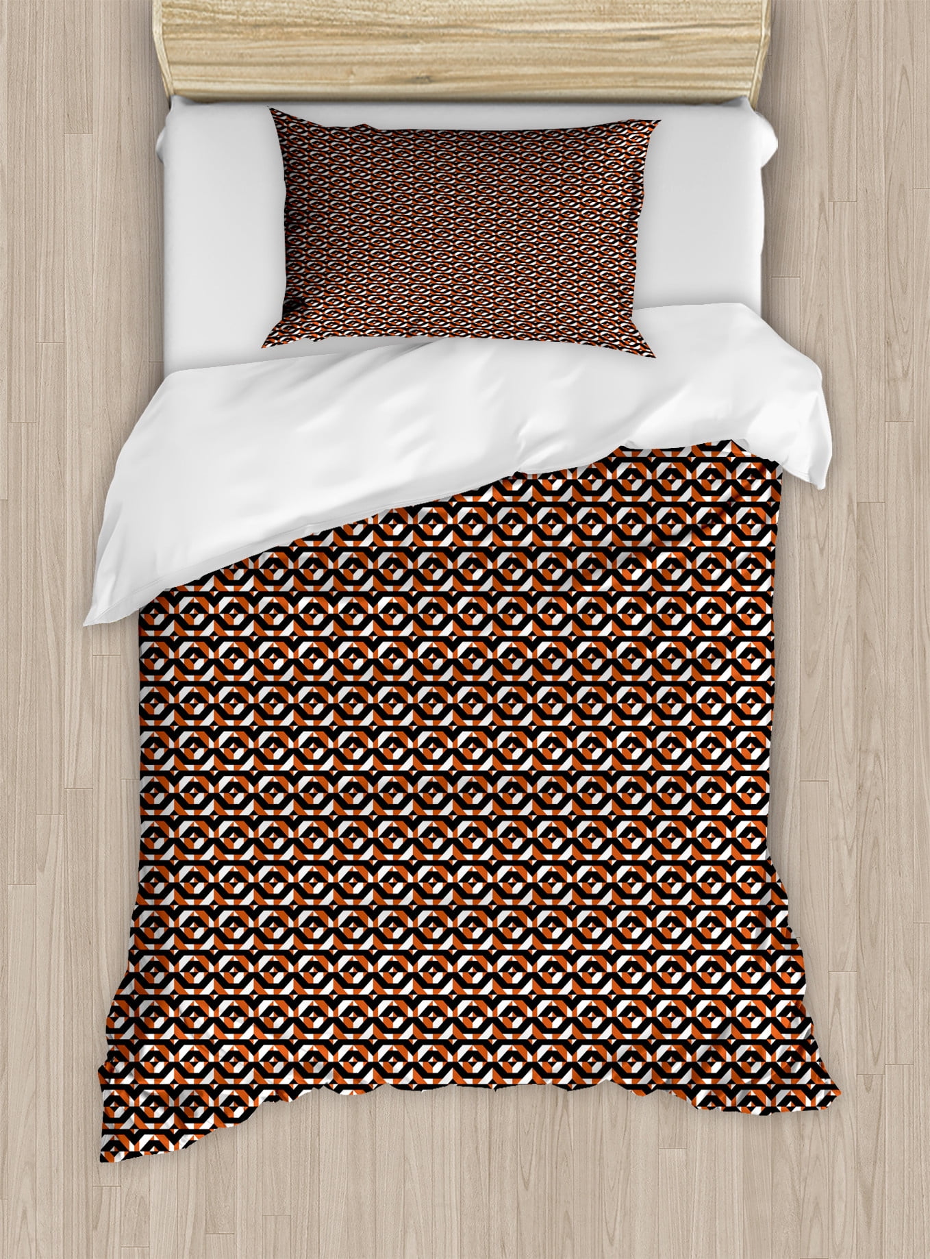 Glitch Duvet Cover Set, Retro Look Geometric Shapes Symmetrical ...