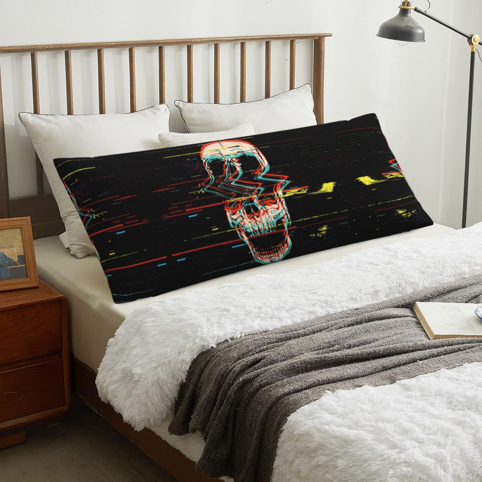 Glitch Screaming Skull Body Pillow Cover with Zipper, Cooling body ...