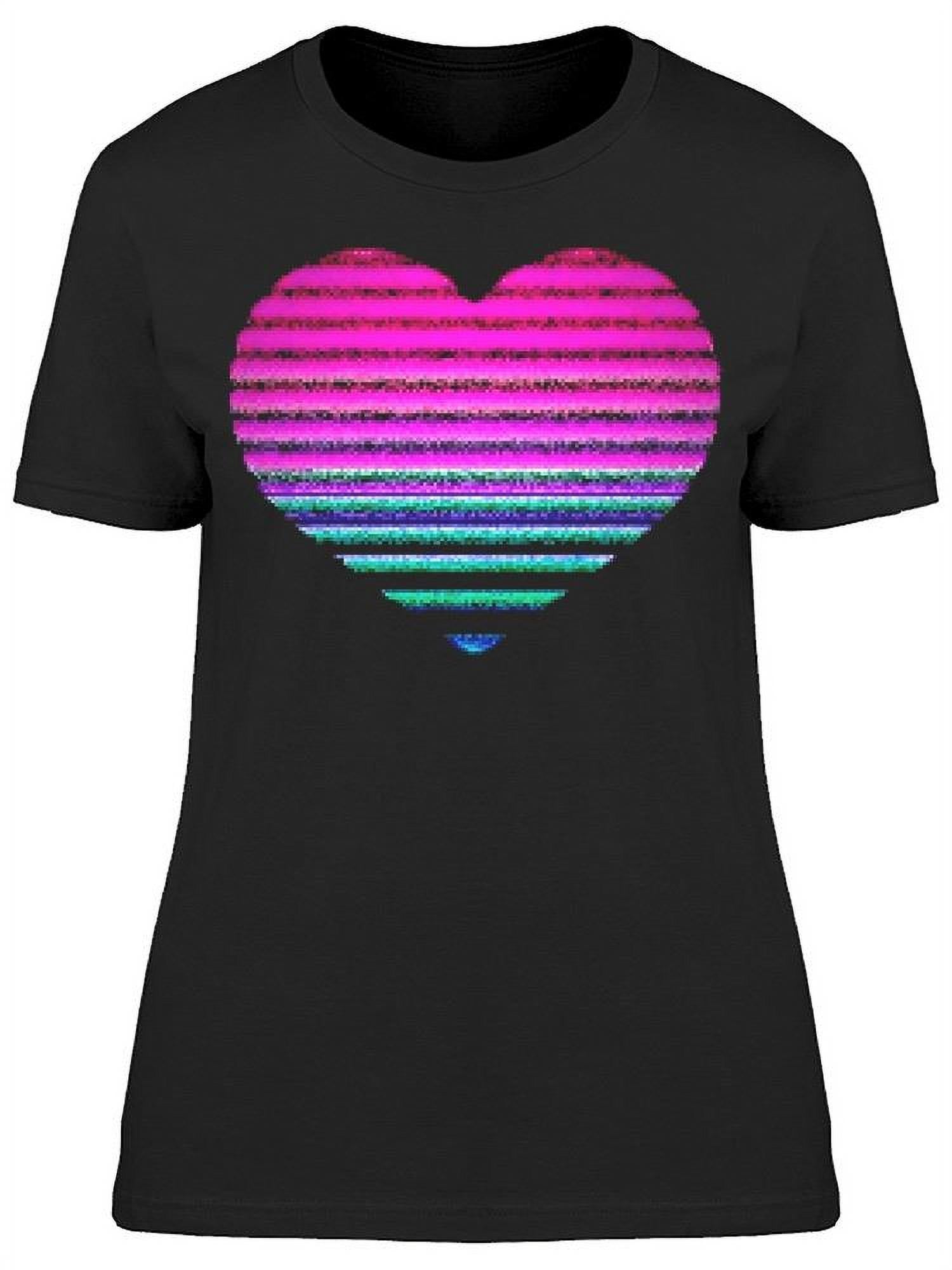 Glitched Glowing Heart T-Shirt Women -Image by Shutterstock, Female ...
