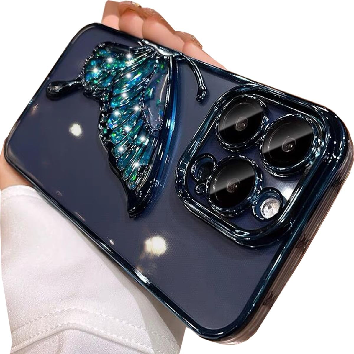 Glitter 3D Butterfly Case for iPhone 14 Pro Max, Cute Luxury Bling ...
