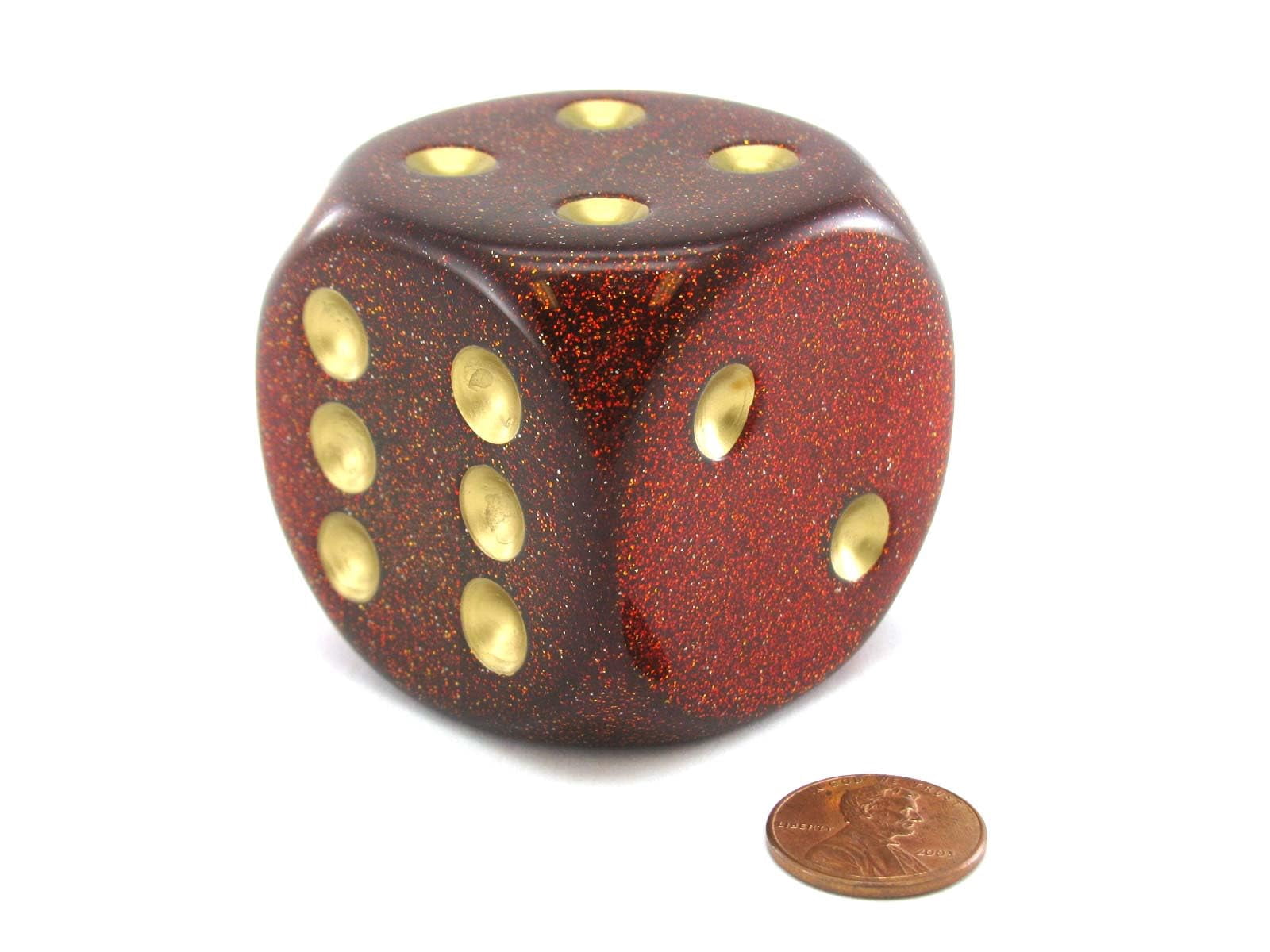 Ruby Glitter Die with Gold Pips D6 50mm (1.97in) Pack of 1 Chessex ...