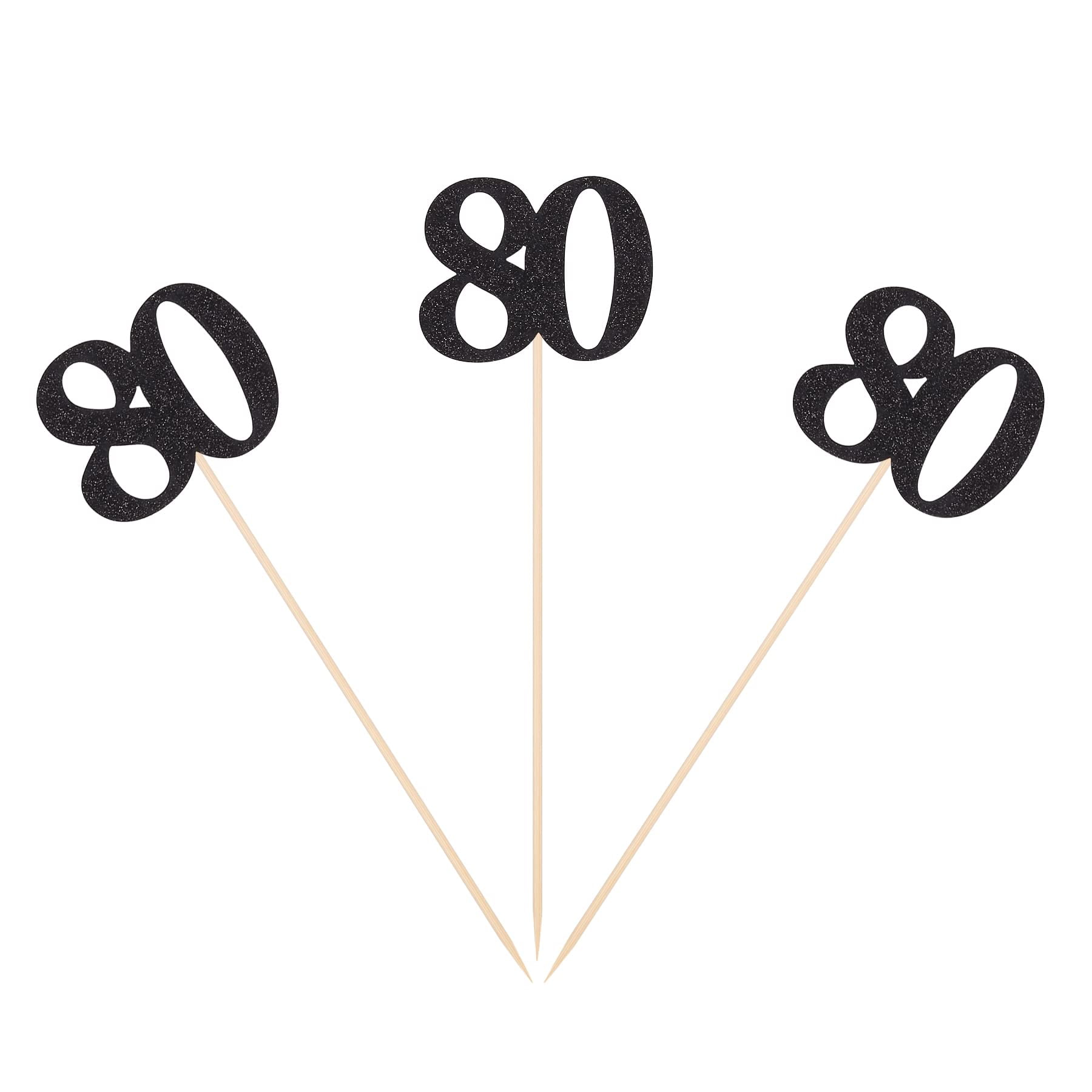 Glitter 80th Birthday Centerpiece Sticks Silver Number 80 Party Table ...