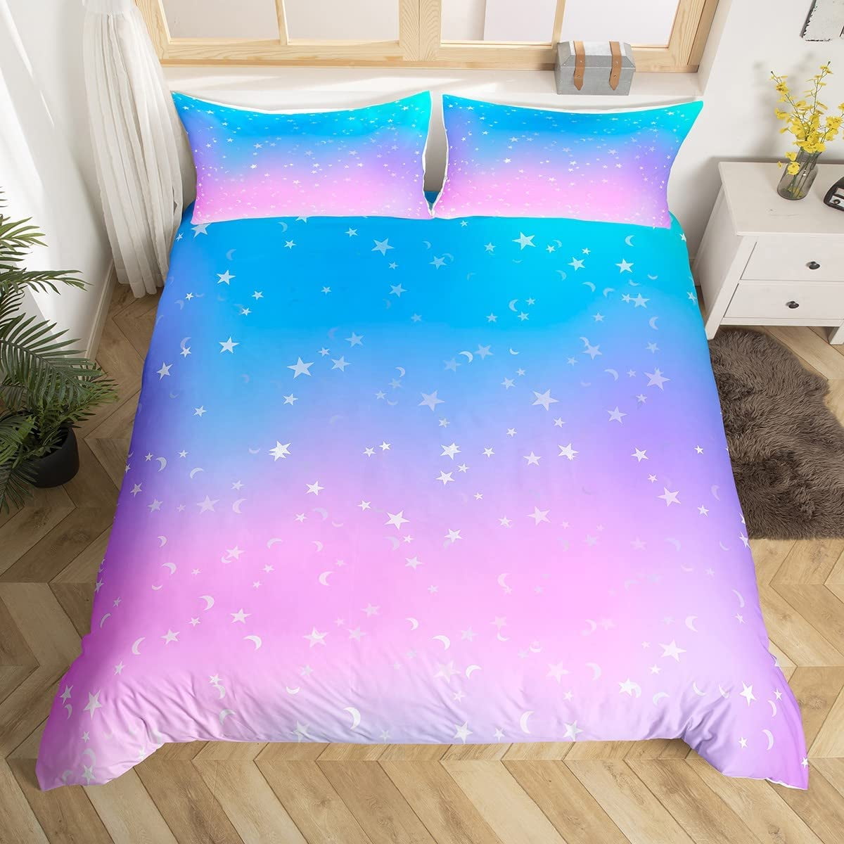 Walmart Glitter Abstract Duvet Set, Twin, Multicolor Gradient Bedding ...