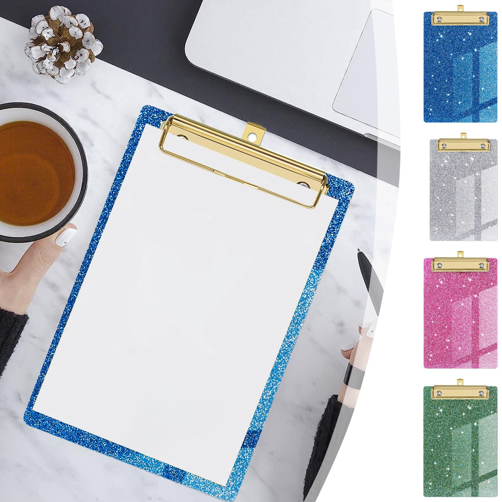 Glitter Acrylic A4 Clipboard Foldable Writing Board with Pen Slot for ...