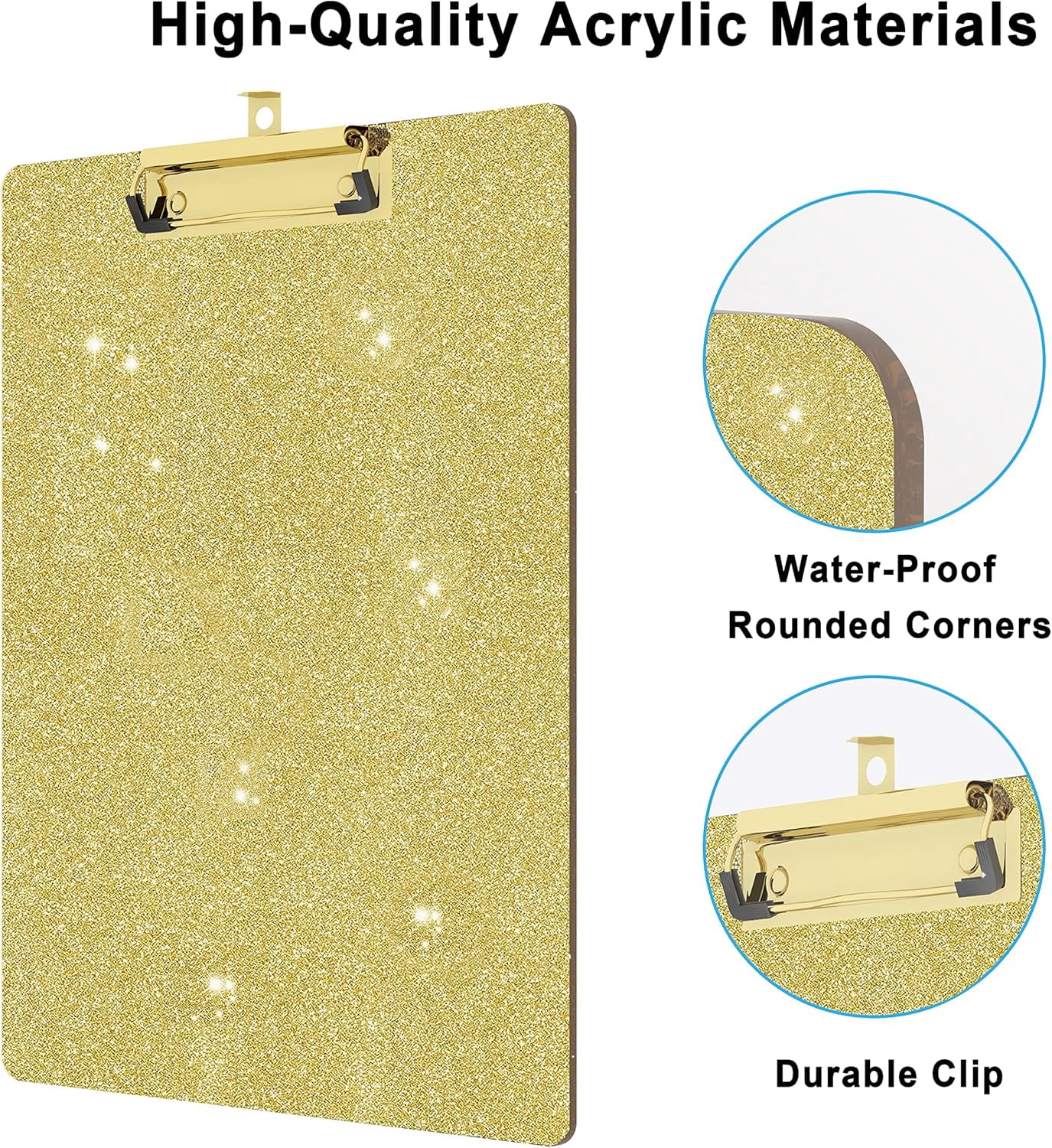 Glitter Acrylic Clipboard Decorative Standard A4 Letter Size 12.2" x 8. ...