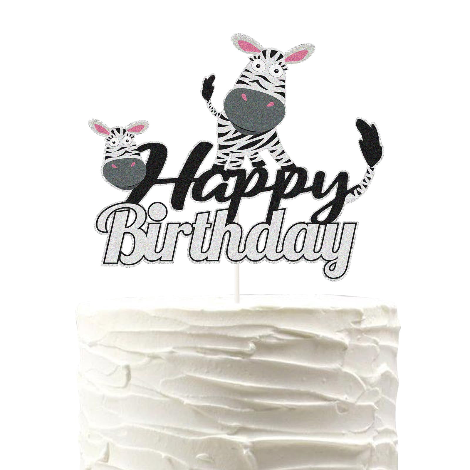 Glitter Baby Zebra Happy Birthday Cake BSL1 Topper,Animal Theme ...