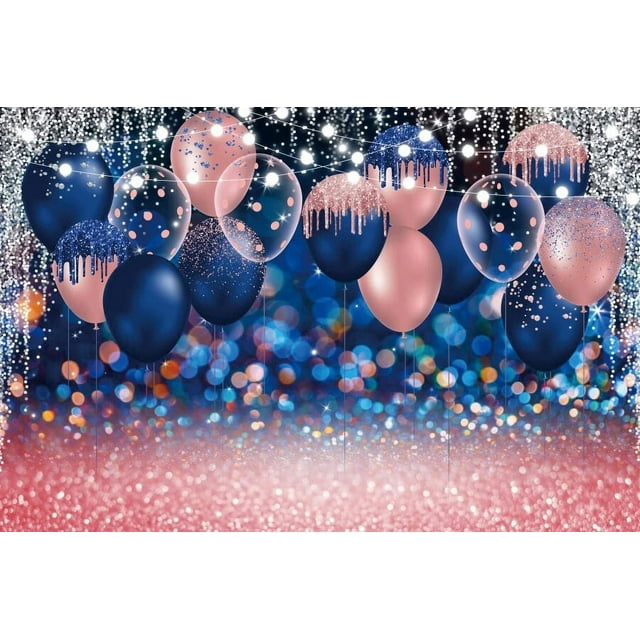 Glitter Balloons Backdrop Blue And Pink Light Bokeh Prom Wedding Birthday Portrait Customized ...