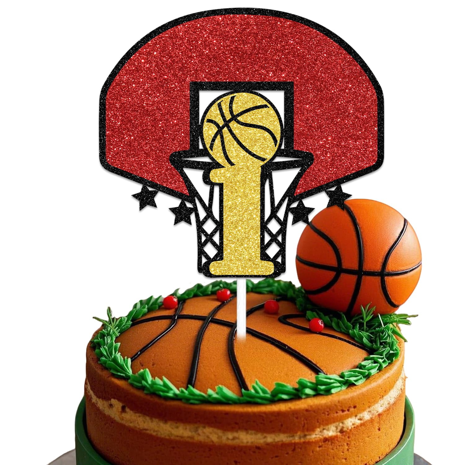 Glitter Basketball 1st Birthday Cake Topper,Number RST1 1 Basketball ...