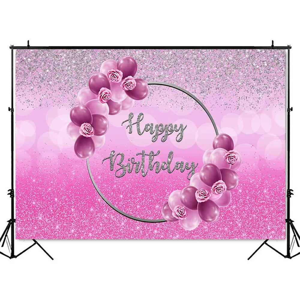 Glitter Birthday Background Rose Red Happy Birthday Party Decoration ...