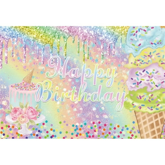 Glitter Birthday Party Backdrop Molasses Candy Colored Ice Cream Cones ...