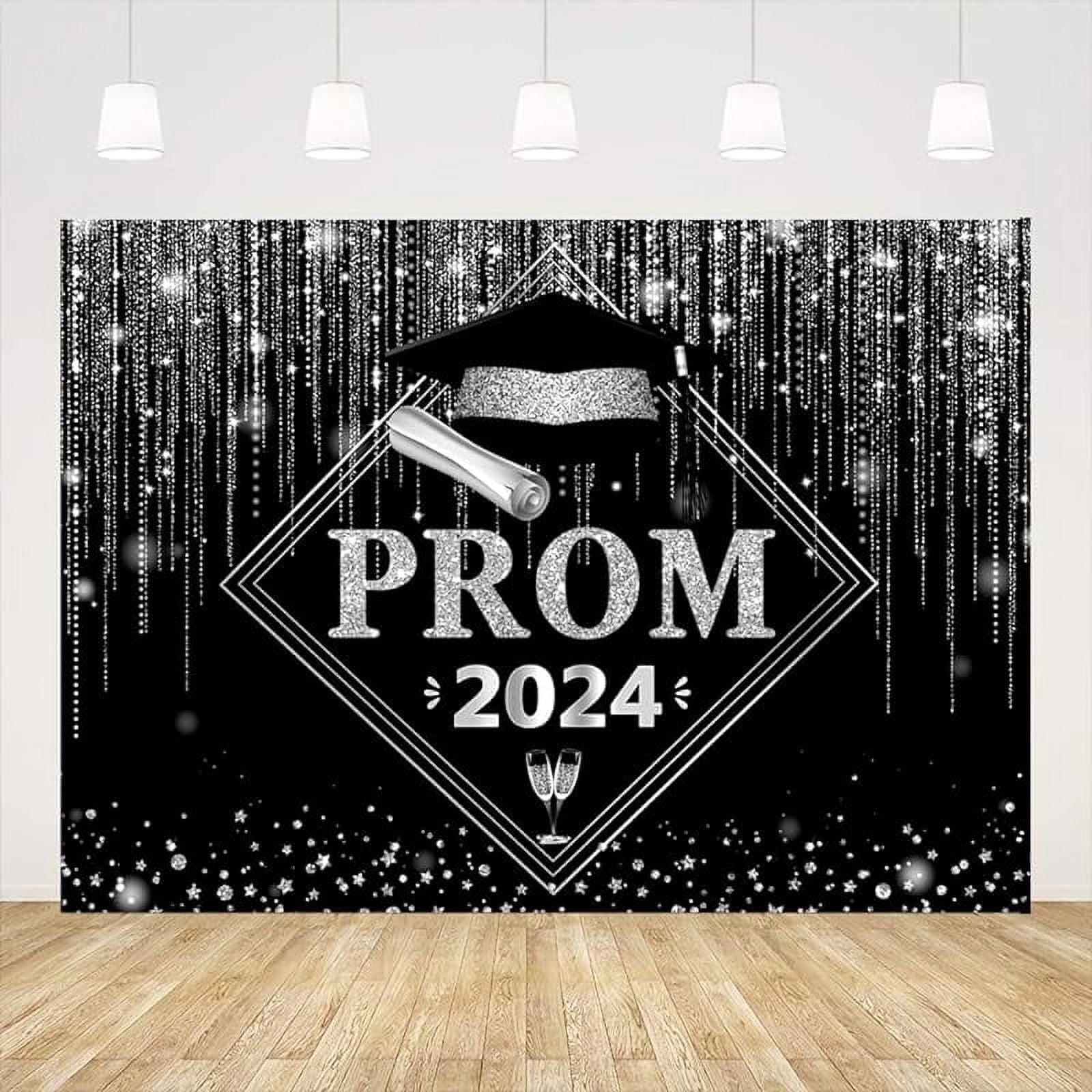 Glitter Black Silver Prom 2024 Backdrop 5x3ft Prom Decorations for 2024 ...