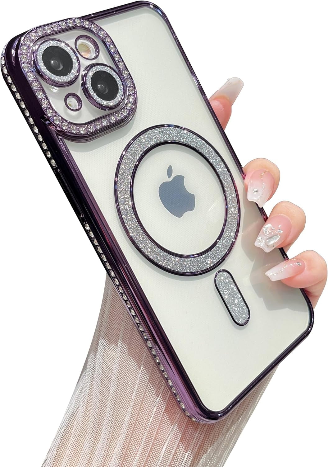 Glitter Bling Clear Magnetic Case for iPhone, Compatible with MagSafe ...