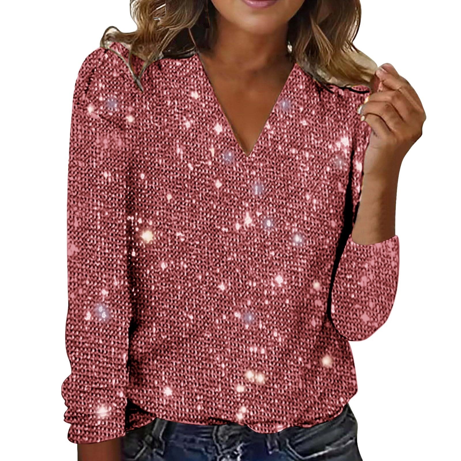 Glitter Blouse Womens Sequin Tops Glitter Sequins Shirts Top Glitter ...