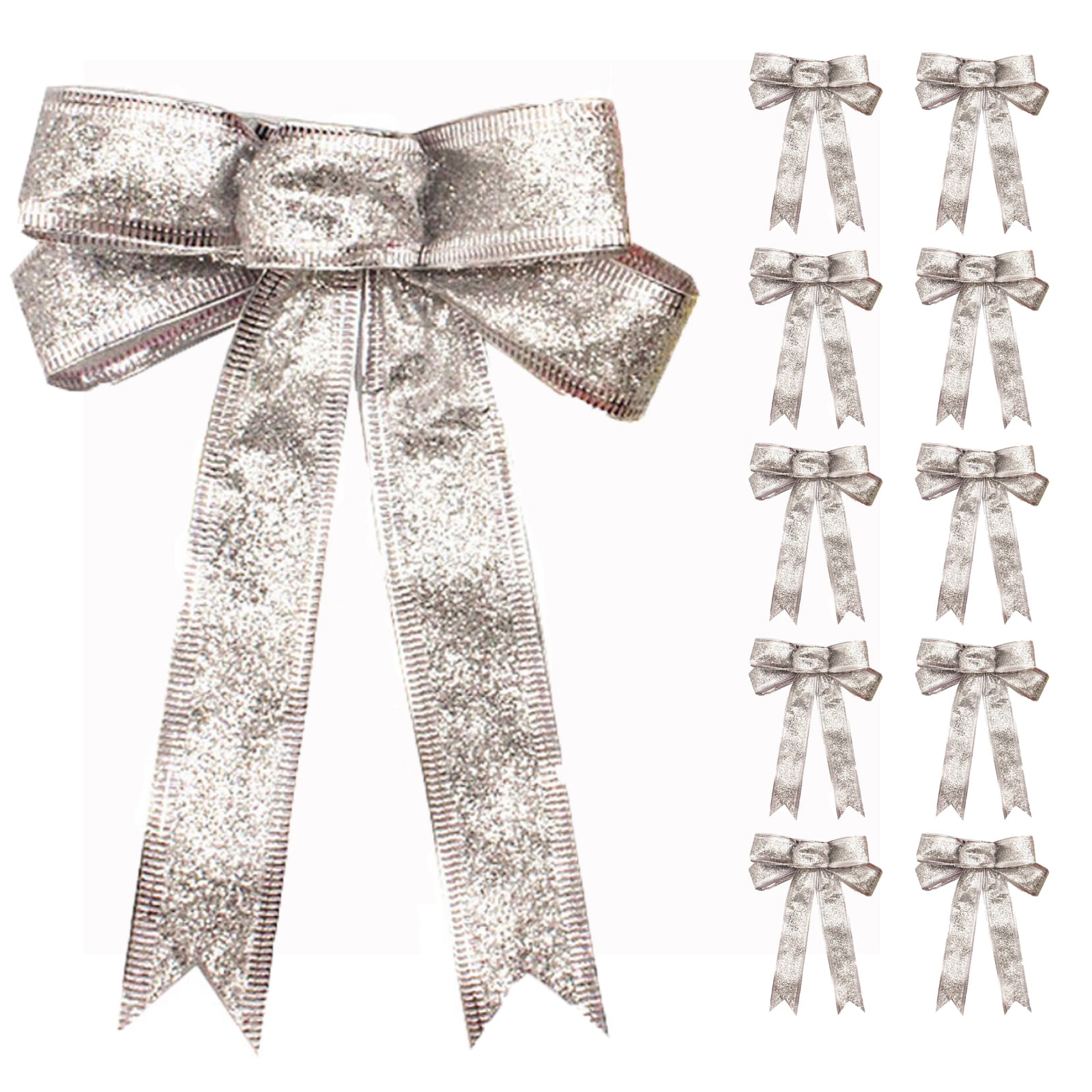 Glitter Bows Christmas Tree Decorations,Small 6" Christmas Bows for ...