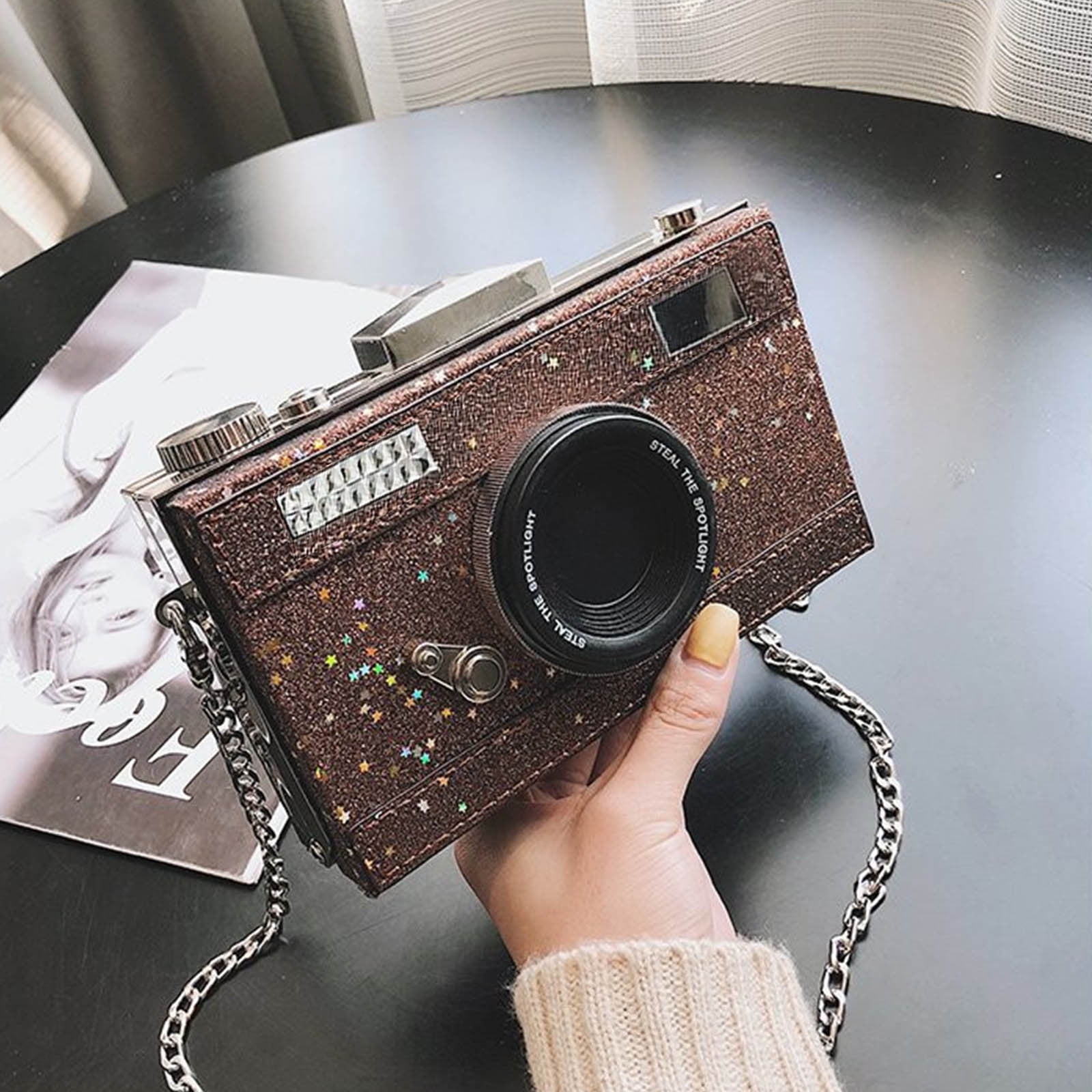 Glitter Camera Shaped Bag,Crossbody Bag Evening Camera Shaped Purse ...