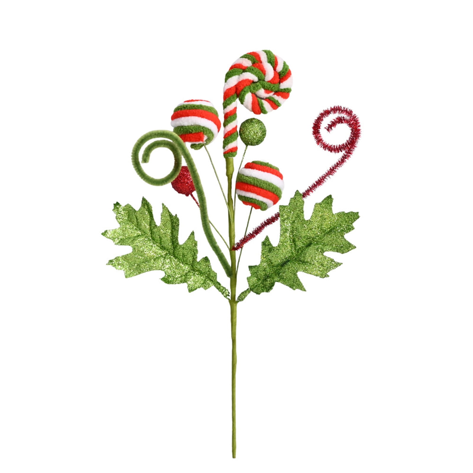 Glitter Candy Cane Branches Artificial Poinsettia Flower Bouquet For ...