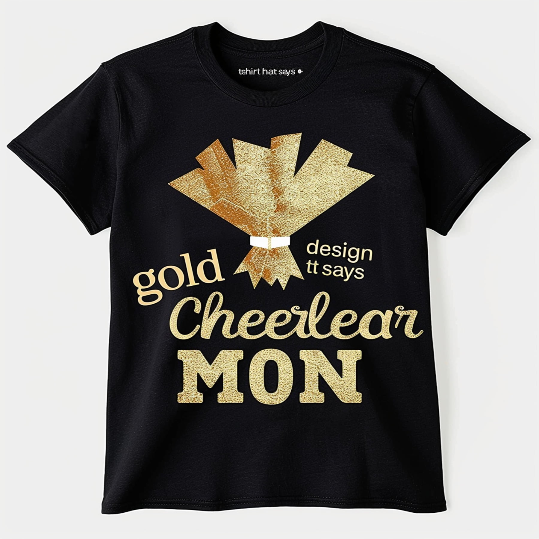 Glitter Cheer Mom Graphic Black T Shirt Sparkling Gold Cheerleader ...