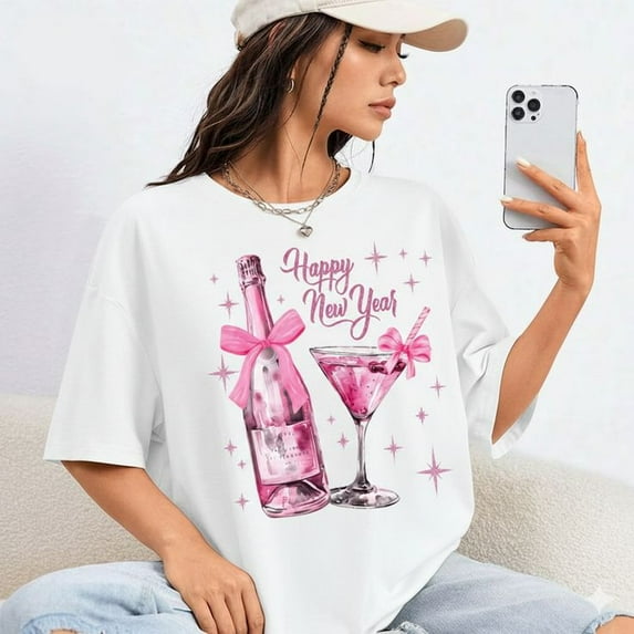 Glitter Cheers Happy New Year 2026 Champagne Cocktail Graphic ...