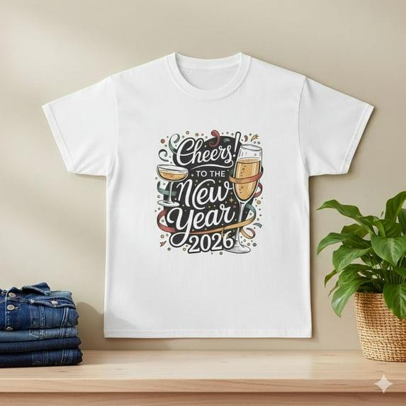 Glitter Cheers To The New Year 2026 Champagne Typography Graphic ...