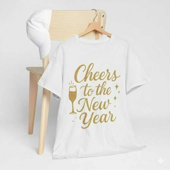 Glitter Cheers To The New Year Gold Script Champagne Graphic ...