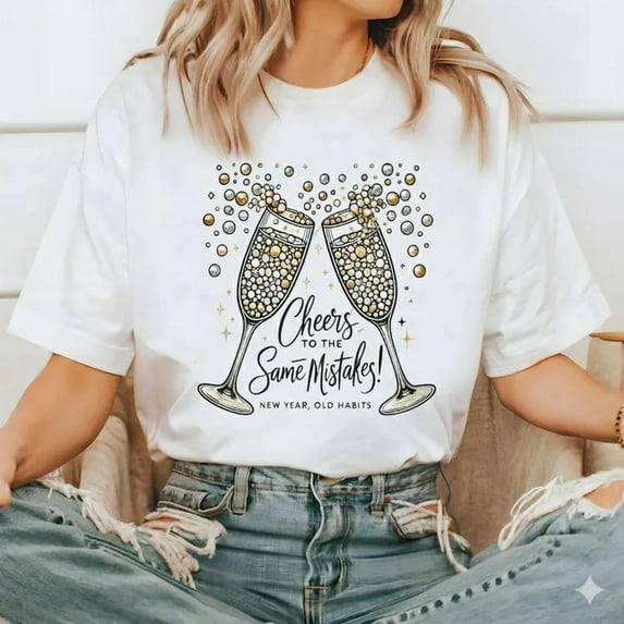 Glitter Cheers To The Same Mistakes Champagne Glass Graphic Celebration ...