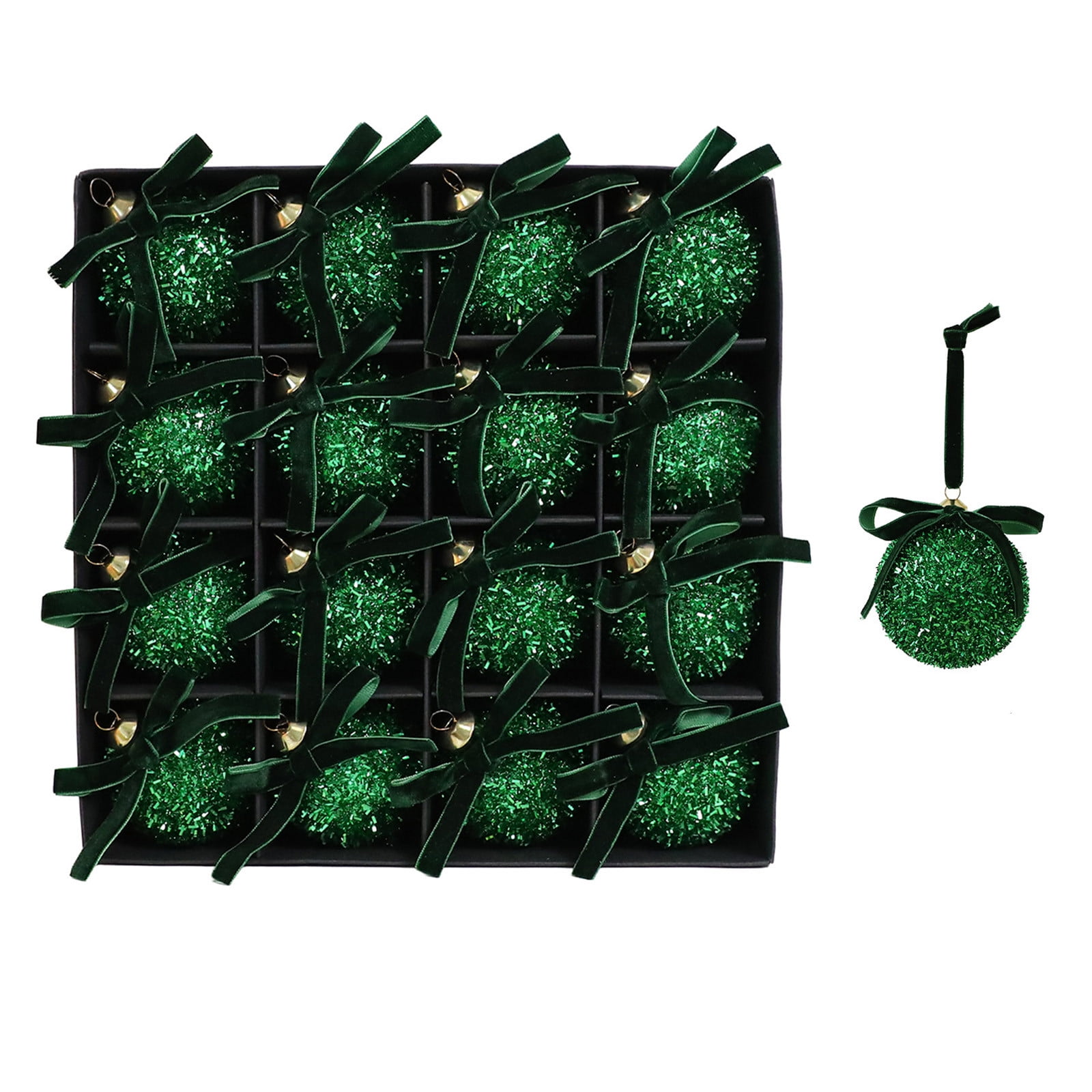 Glitter Christmas Ball Ornament Set 16 Pcs Shatterproof Ball Ornament ...