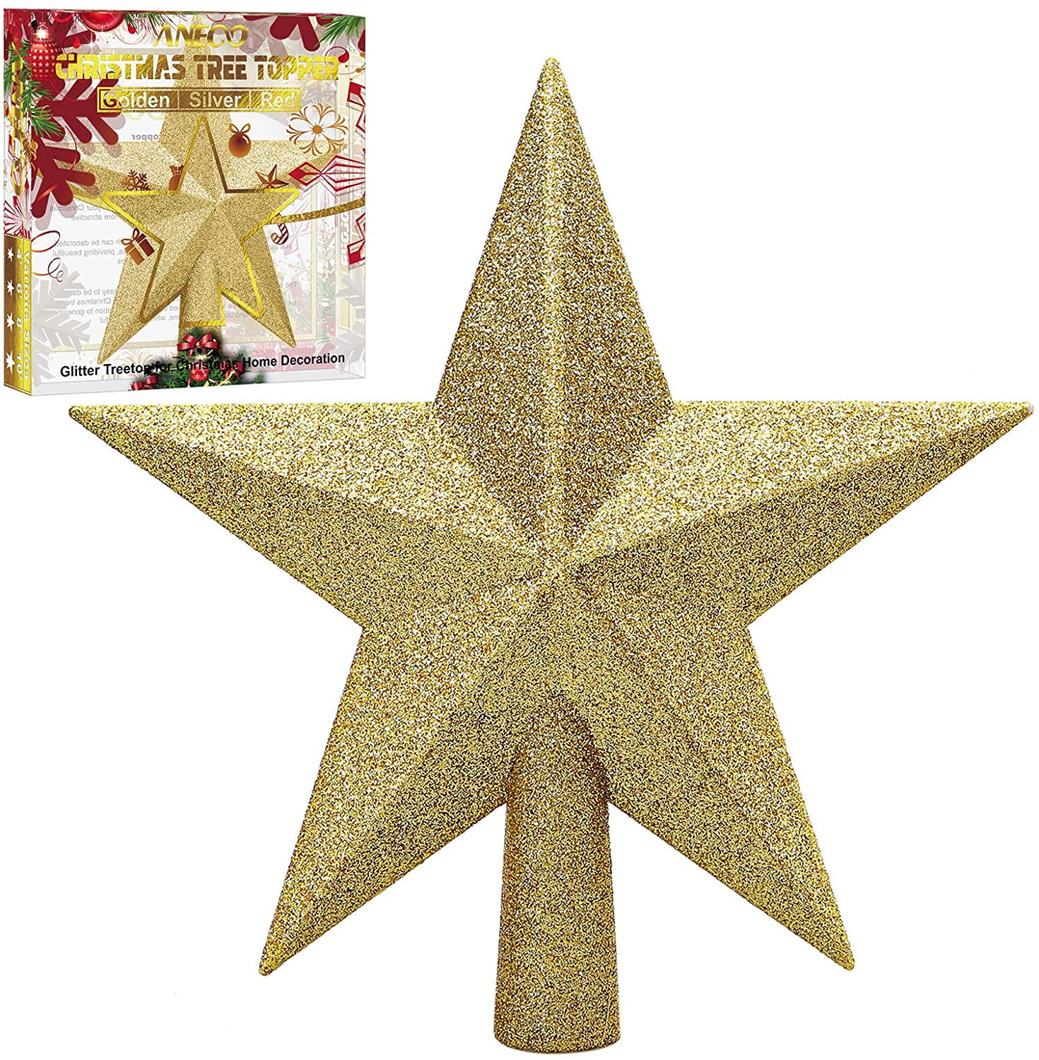Glitter Christmas Tree Topper Shatter-Proof Christmas Tree Decoration ...