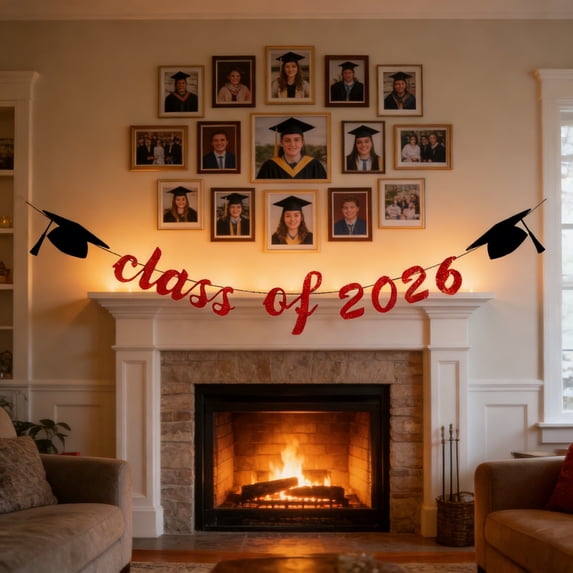 Glitter "Class Of 2026" Graduation Banner – Strung Graduation With ...