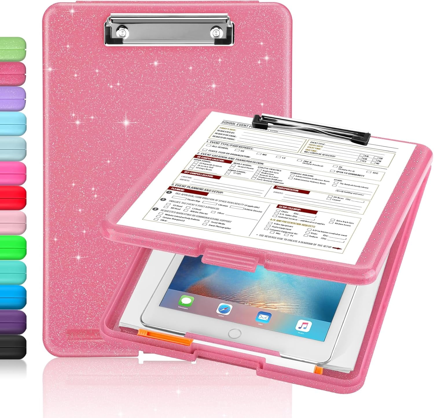 Glitter Clipboard with Storage, Cute Clip Boards 8.5x11 with Storage ...