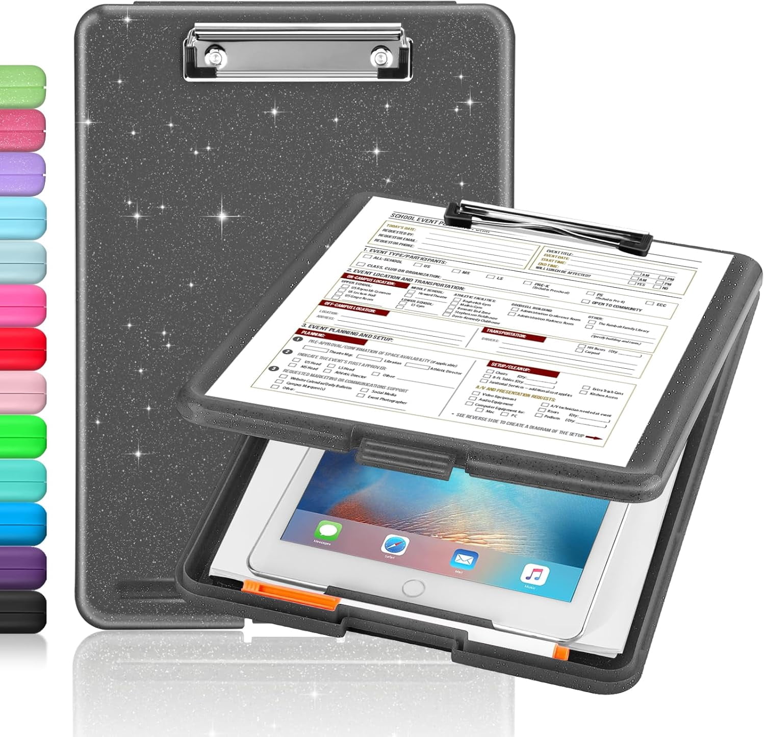 Glitter Clipboard with Storage, Cute Clip Boards 8.5x11 with Storage ...