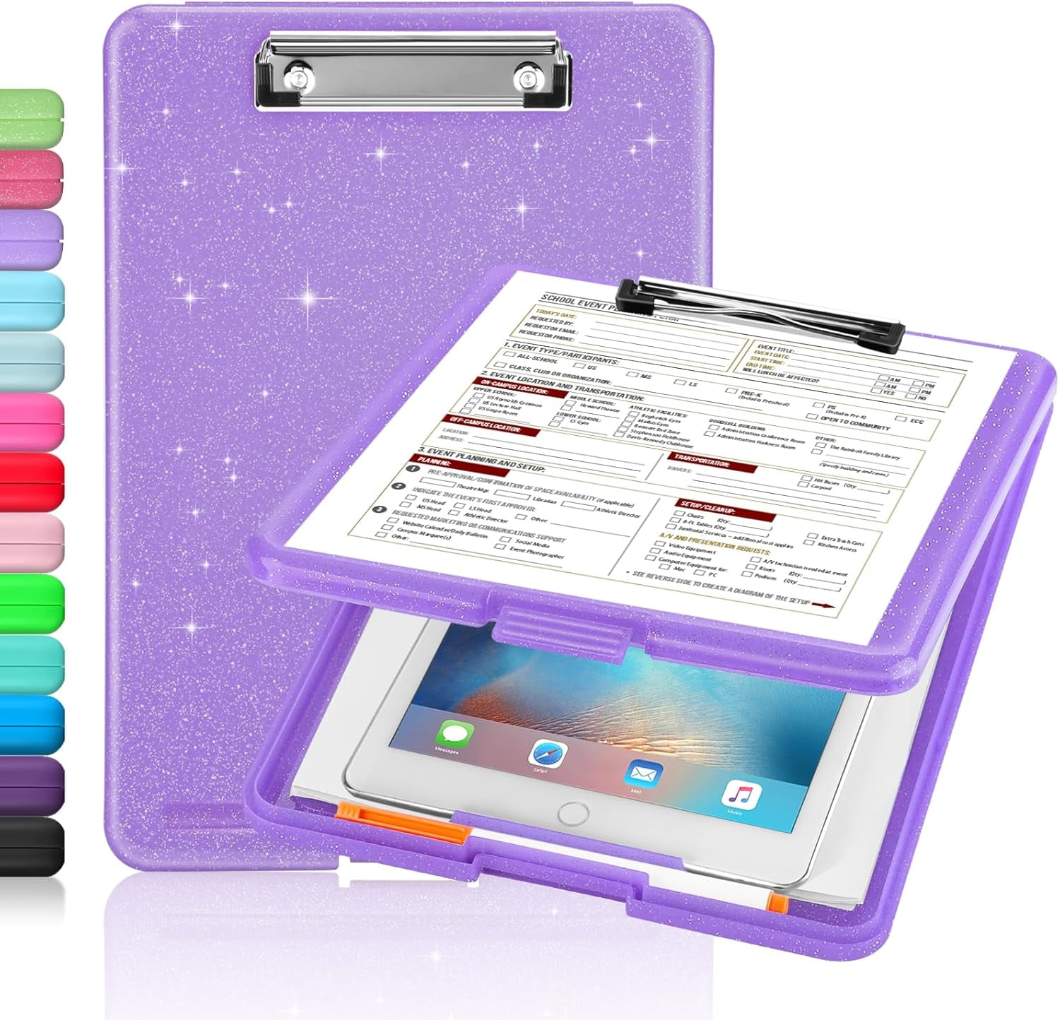 Glitter Clipboard with Storage, Cute Clip Boards 8.5x11 with Storage ...